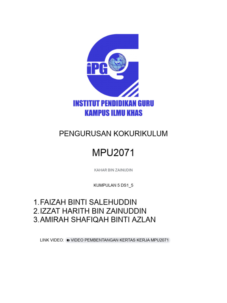 Kertas Kerja Mpu2071 - Kumpulan5 - DS1 - 5 | PDF