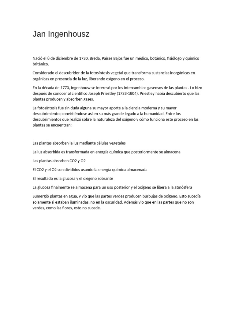 Jan Ingenhousz | PDF