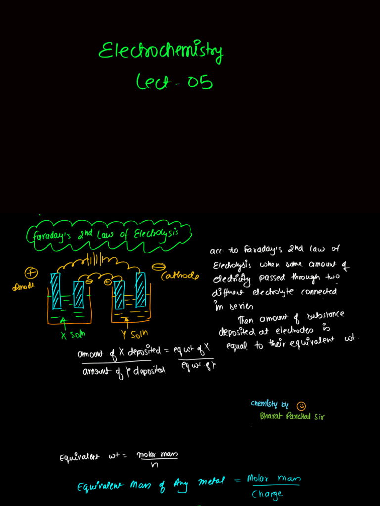 Electromechemistry Faraday's law of electrolysis | PDF