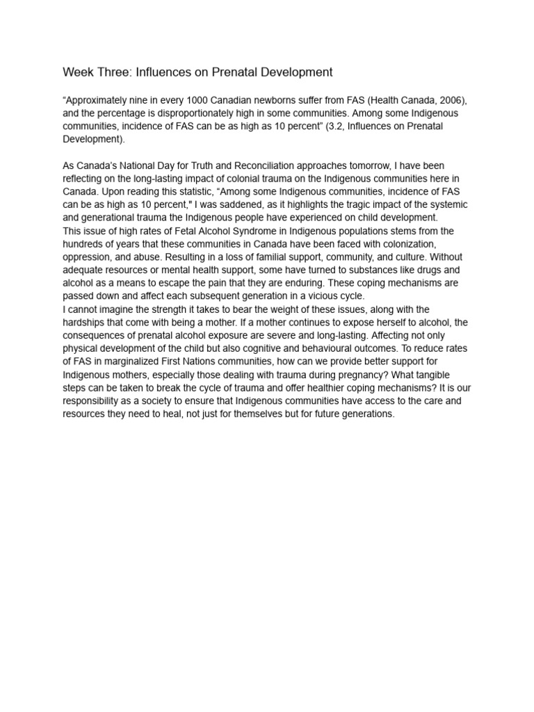 Week Three - Influences On Prenatal Development | PDF