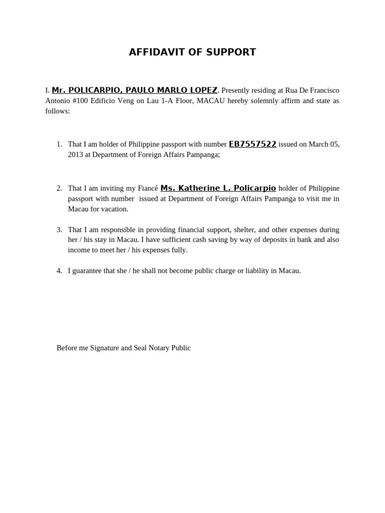 Affidavit of Support | PDF