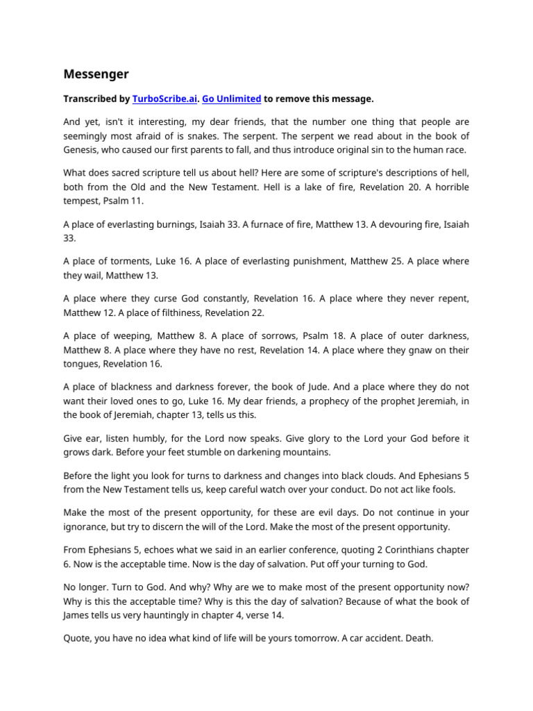 Messenger | PDF | Confession (Religion) | Hell