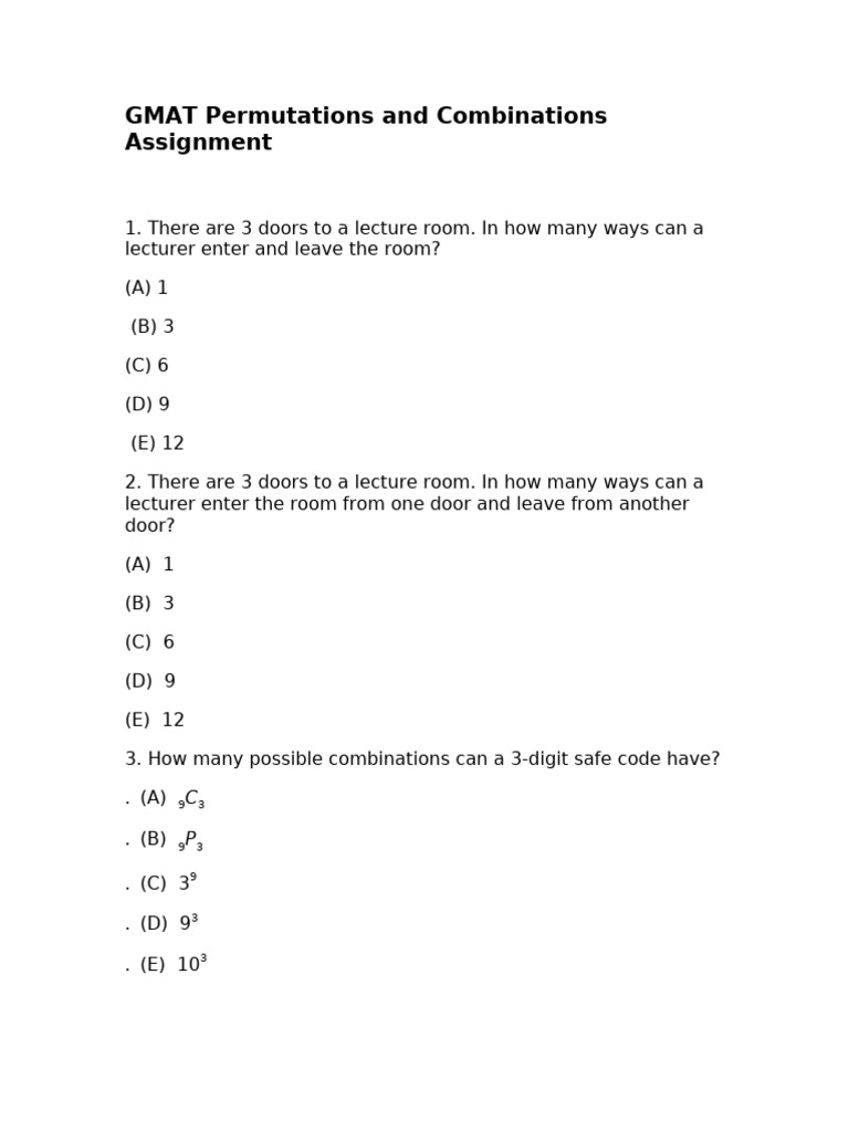 Permutations and Combinations | PDF | Entrée