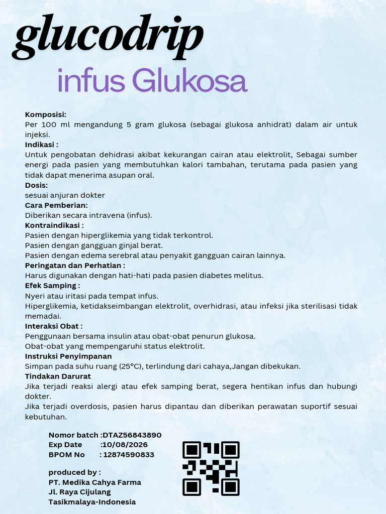 Infus Glukosa 5% untuk Terapi Dehidrasi | PDF