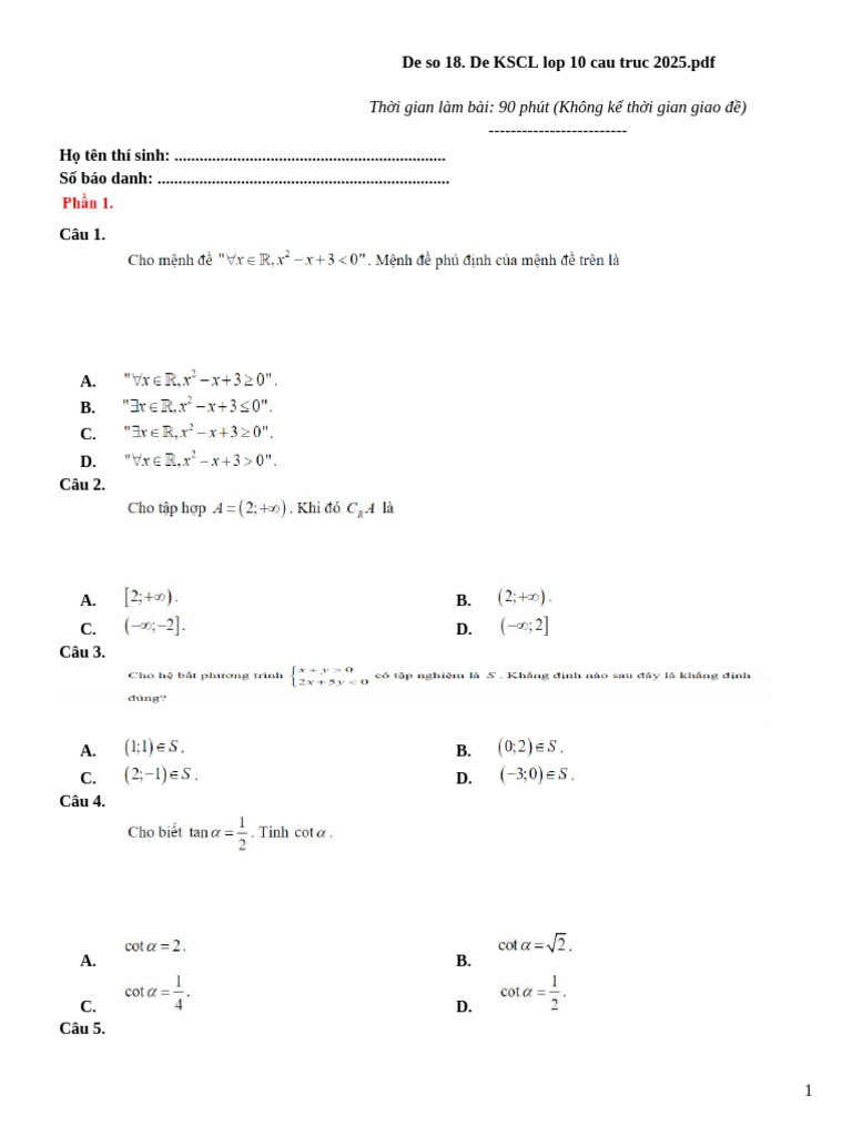 De So 18. de KSCL Lop 10 Cau Truc 2025.pdf 05946f 03 03 2024 | PDF