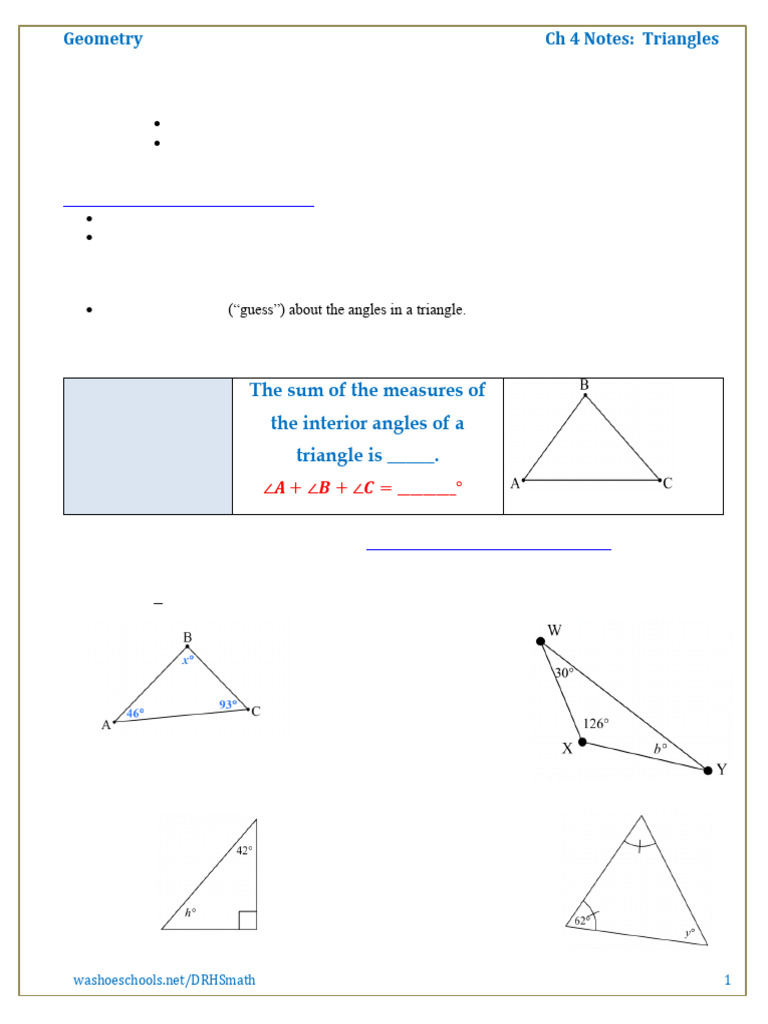 Geom_Ch_4_Notes_ | PDF | Triangle | Euclidean Plane Geometry