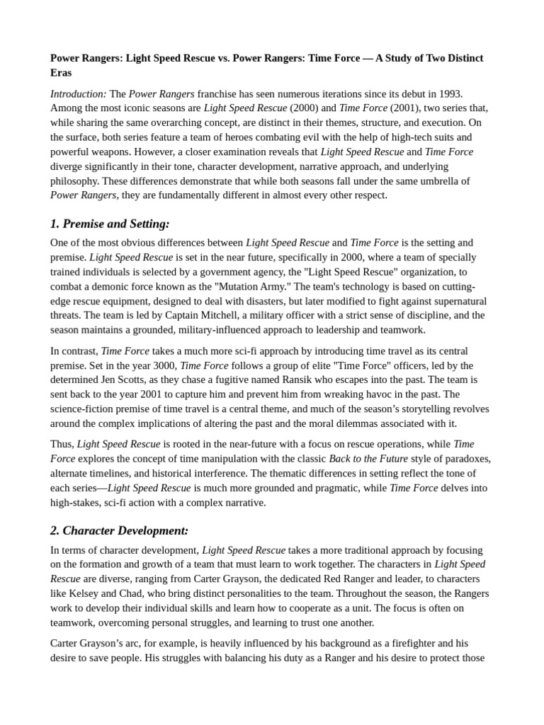 Power Rangers and Time | PDF