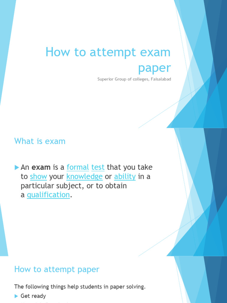 How to attempt exam paper | PDF | Multiple Choice
