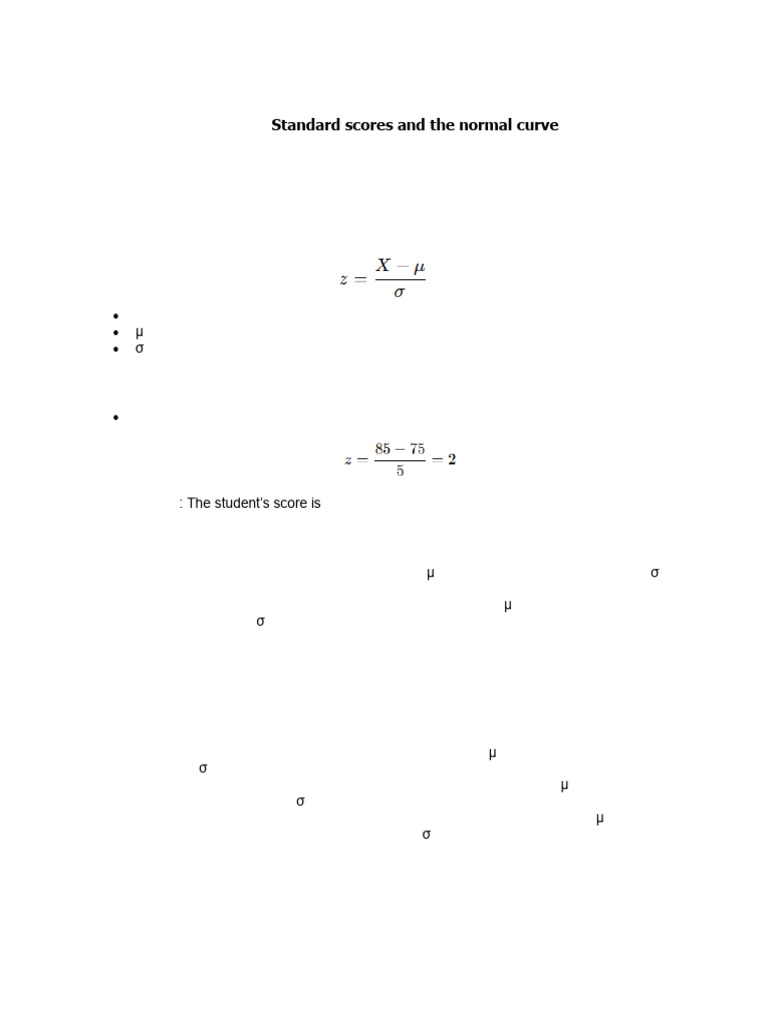 Unit IV Standard scores and the normal curve PDF Normal