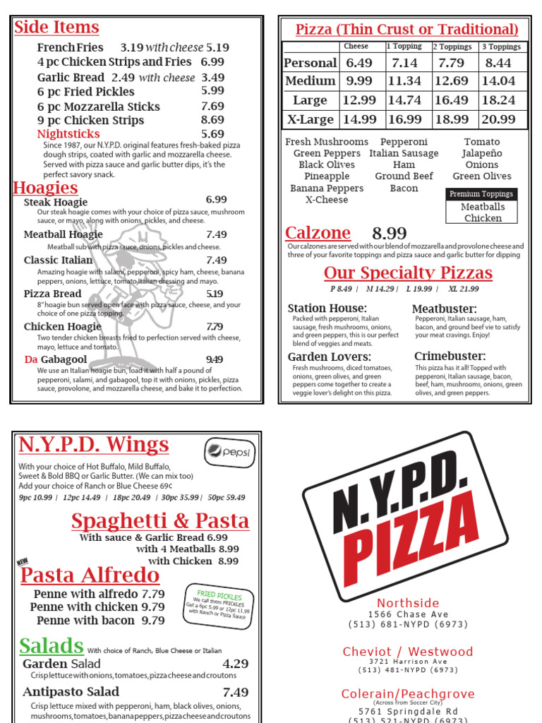 NYPD-MENU-SUMMER-2023 | PDF | Pizza | Sausage