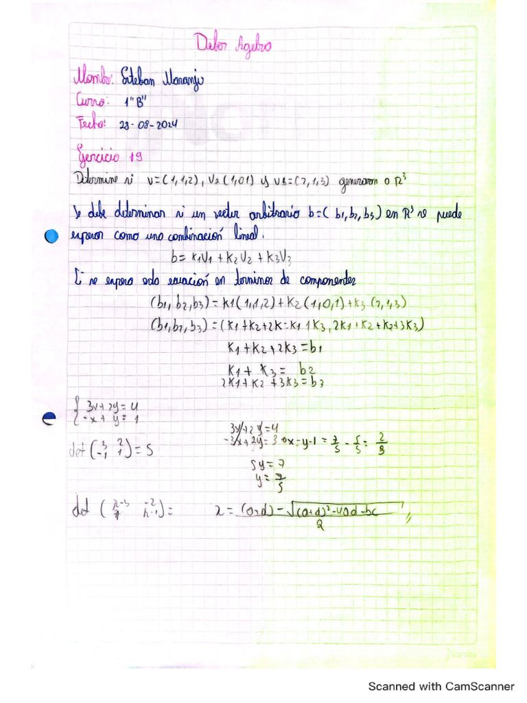 Deber Álgebra 3 Parcial | PDF