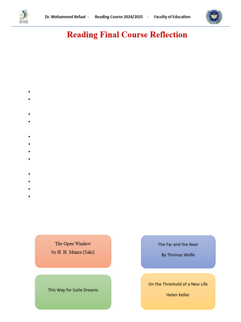 Reading Reflection Paper - Year 1 | PDF