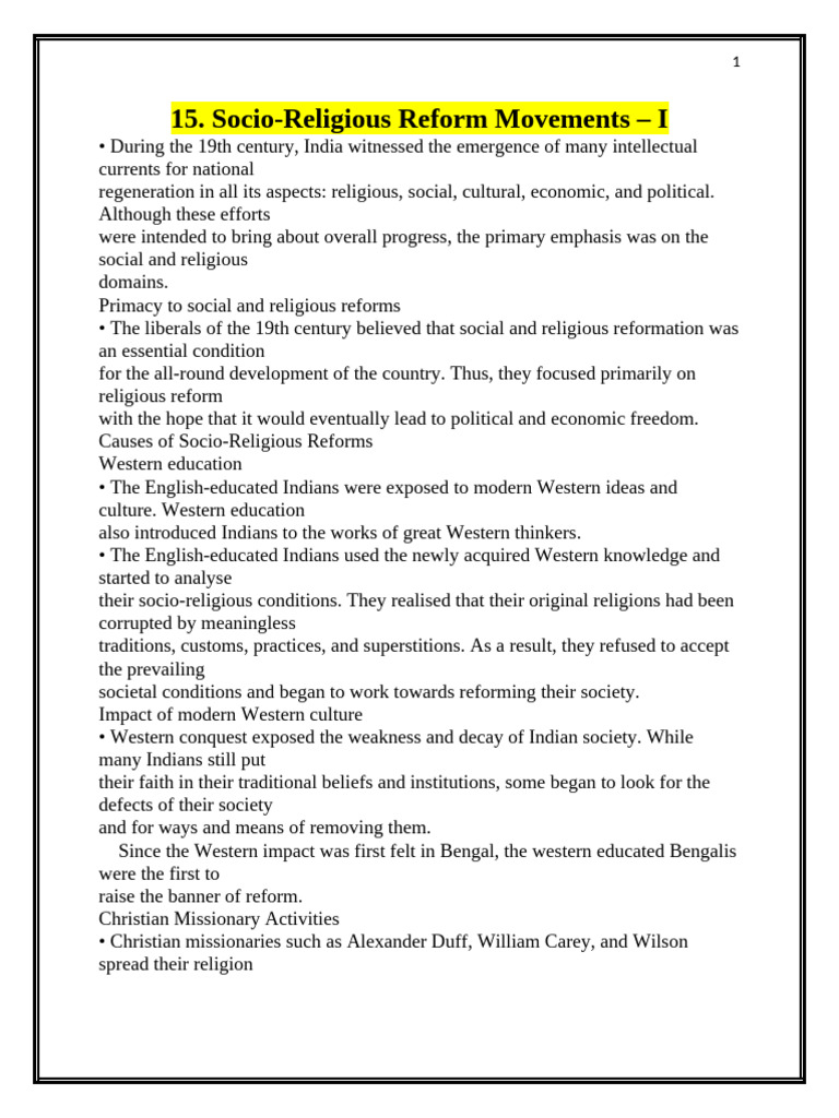 Socio-Religious Reform Movements - 1 | PDF | Swami Vivekananda ...