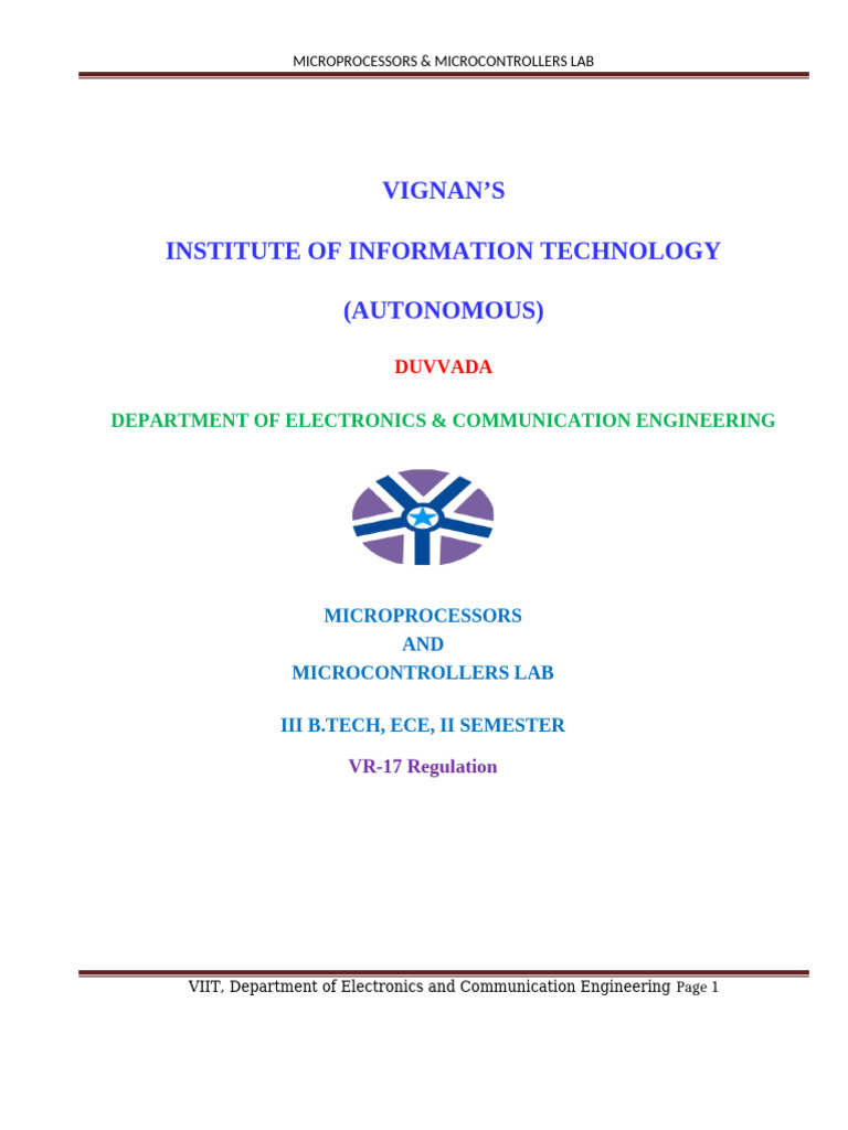 Ece MPMC Lab Manual VR17 | PDF | Central Processing Unit | Assembly Language