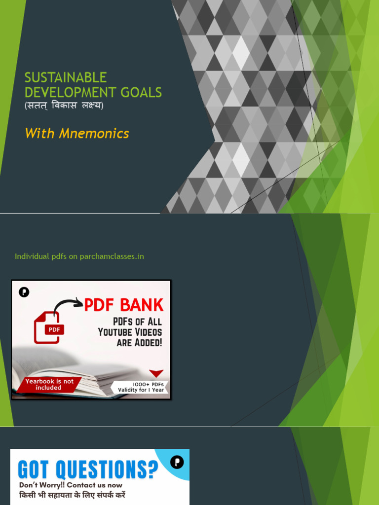 SDGs Overview & Mnemonics Guide | PDF | Sustainability | Sustainable ...