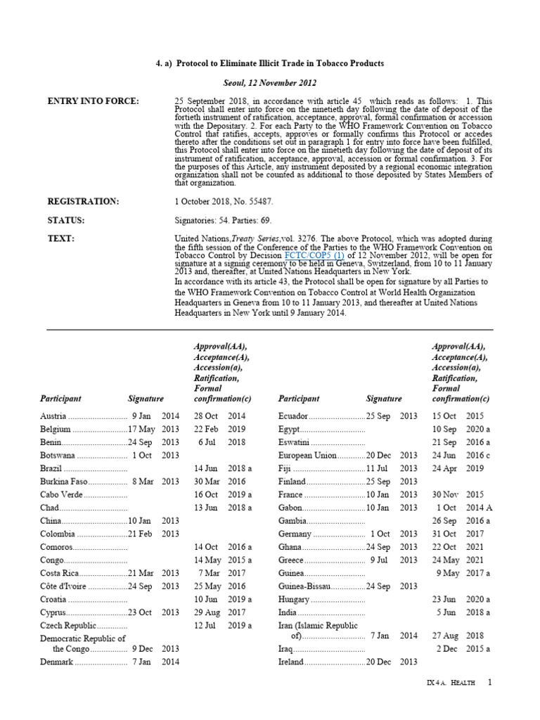 Tobacco Trade Protocol Overview | PDF | Treaty | European Union