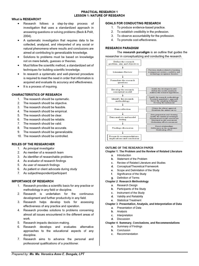 (WCC) PR1 - Lesson 1 & 2 - Nature of Research | PDF | Qualitative Research | Methodology