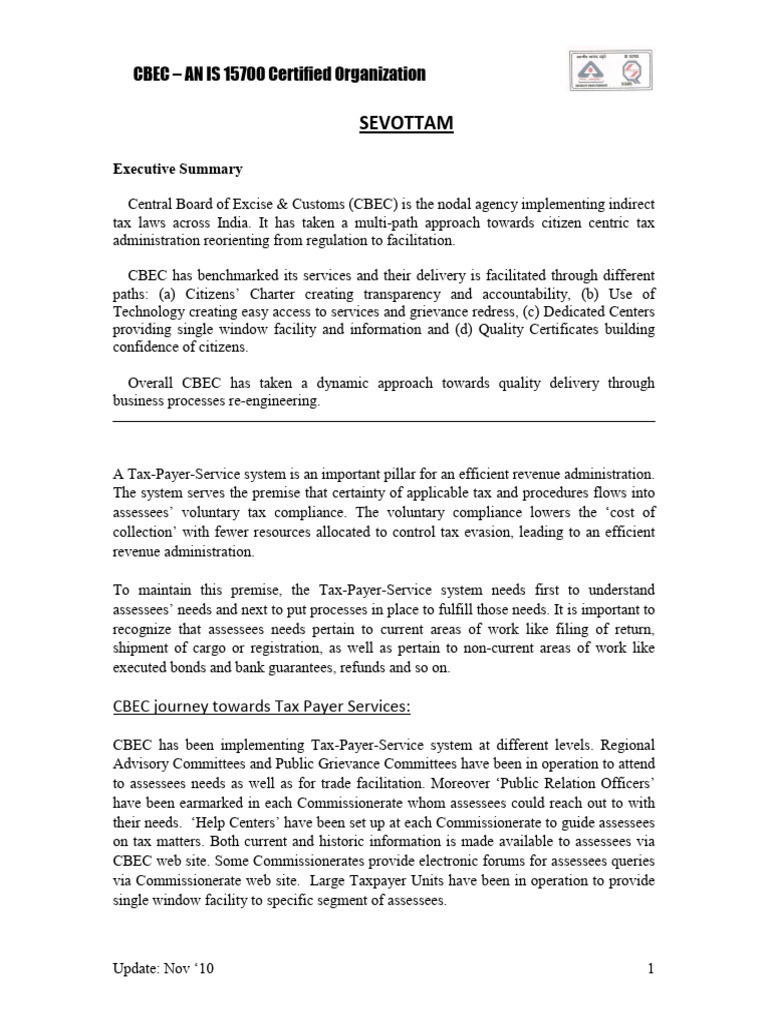 Note_on_SEVOTTAM | PDF | Taxes | Business