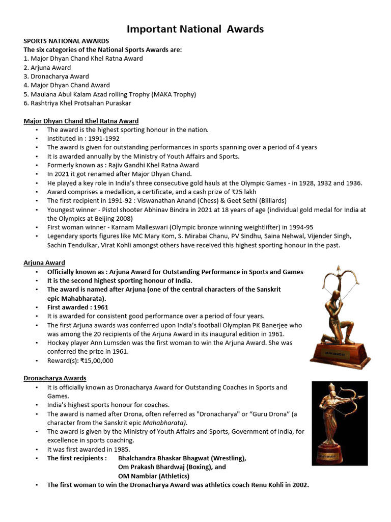 Overview of India's National Awards | PDF | Awards