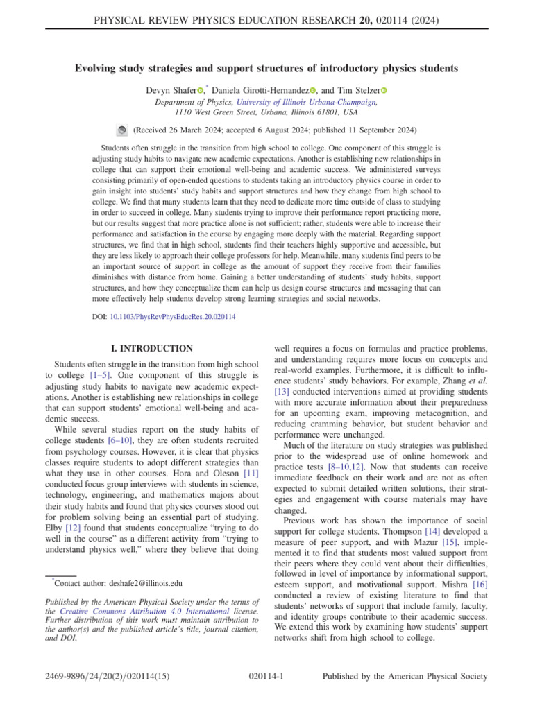 PhysRevPhysEducRes 20 020114 | PDF | Advanced Placement | Cognition