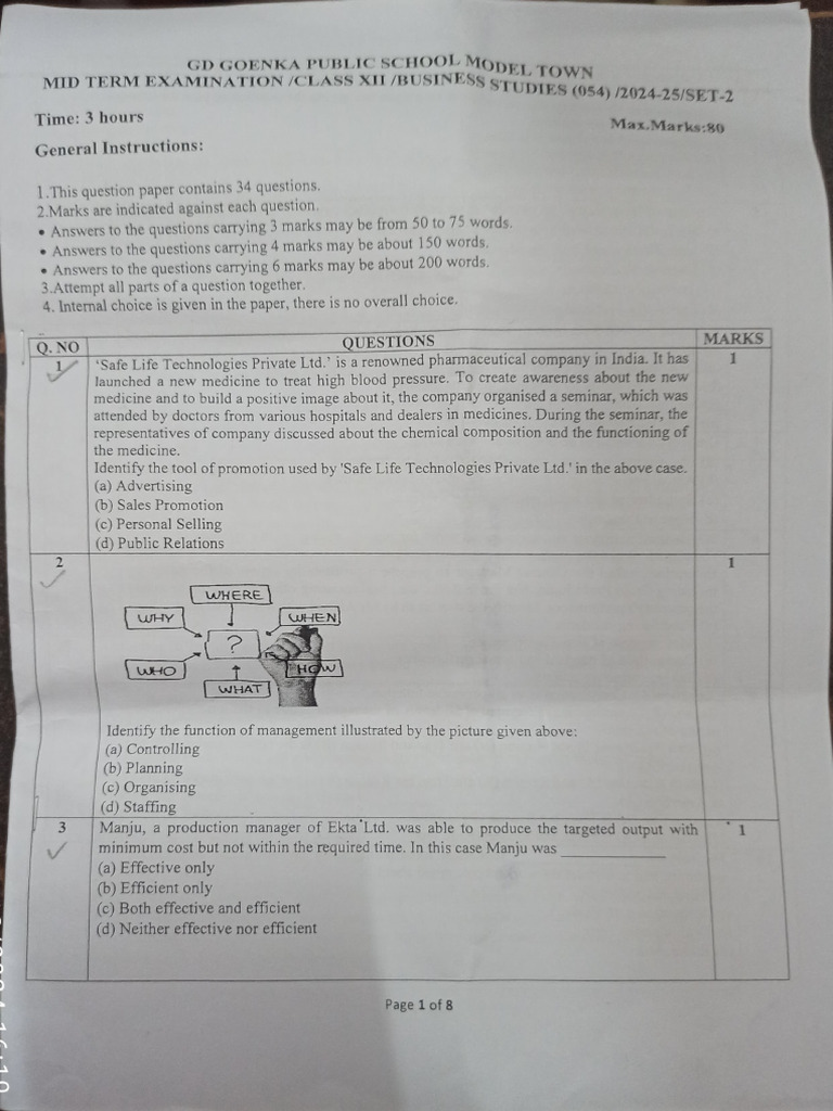 BST Test Model Paper Guidelines | PDF