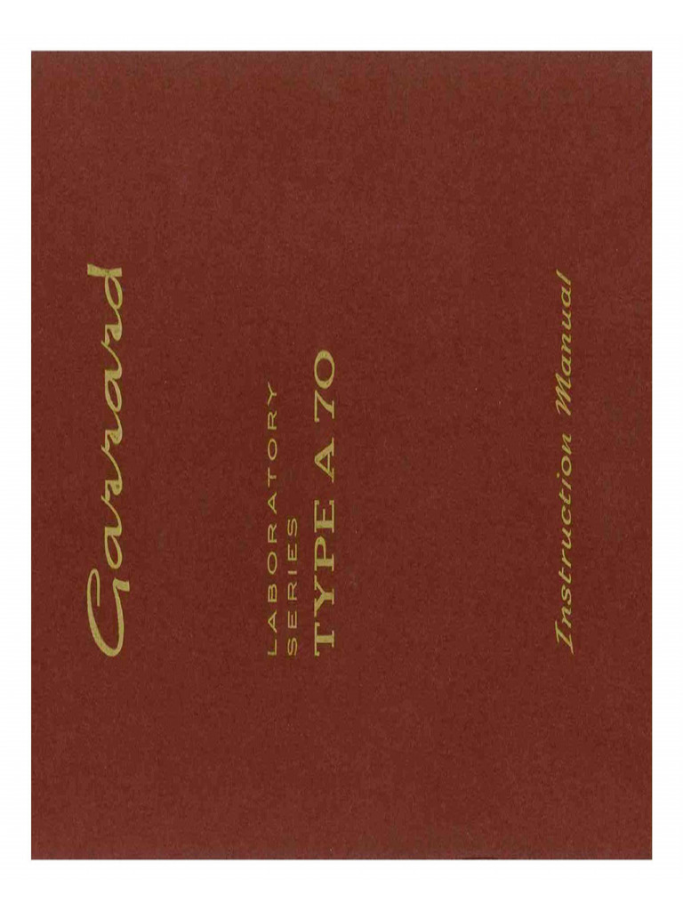 Garrard A70 Owners Manual | PDF