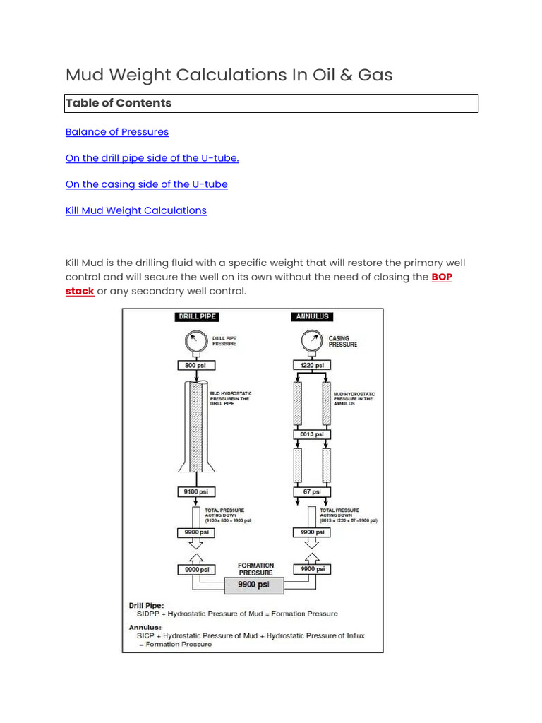 Kill Mud Weight Calculation | PDF | Continuum Mechanics | Applied And ...