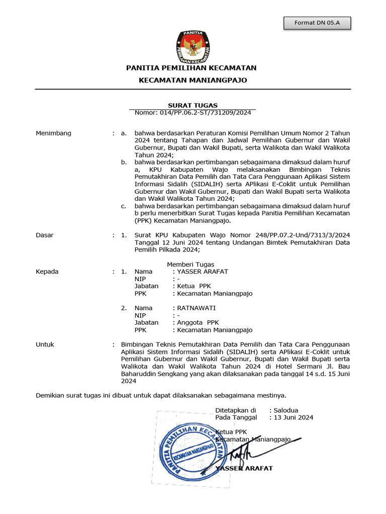 014 Surat Tugas PPK 2 Orang | PDF