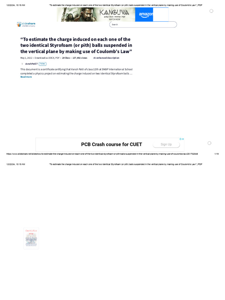 "To Estimate The Charge Induced On Each One of The Two Identical ...