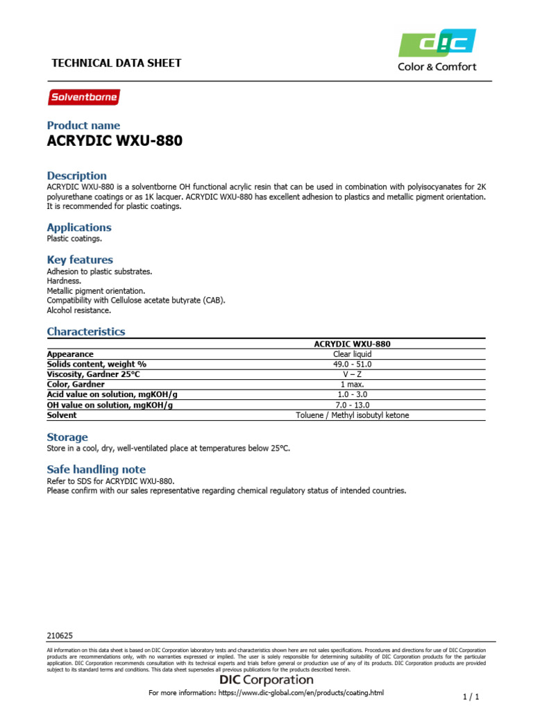 ACRYDIC_WXU-880_BASIC_EN | PDF | Coating | Plastic