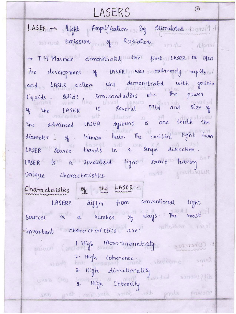 AP Unit III a - Lasers | PDF