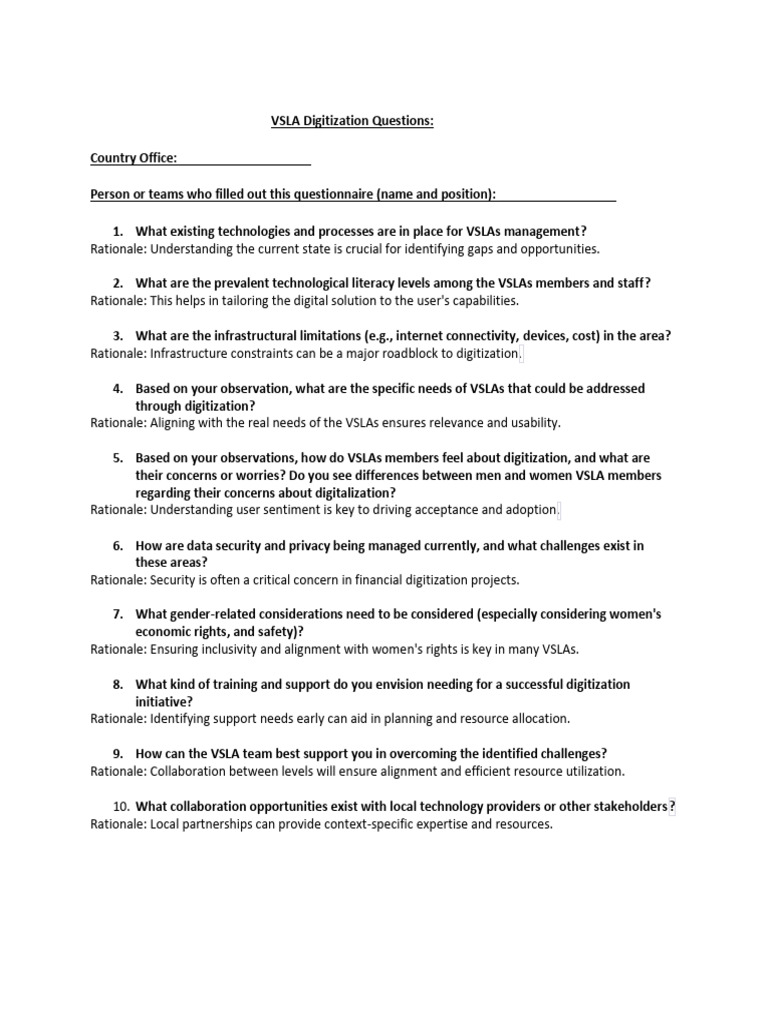 VSLA Digitization Survey | PDF | Internet | Privacy