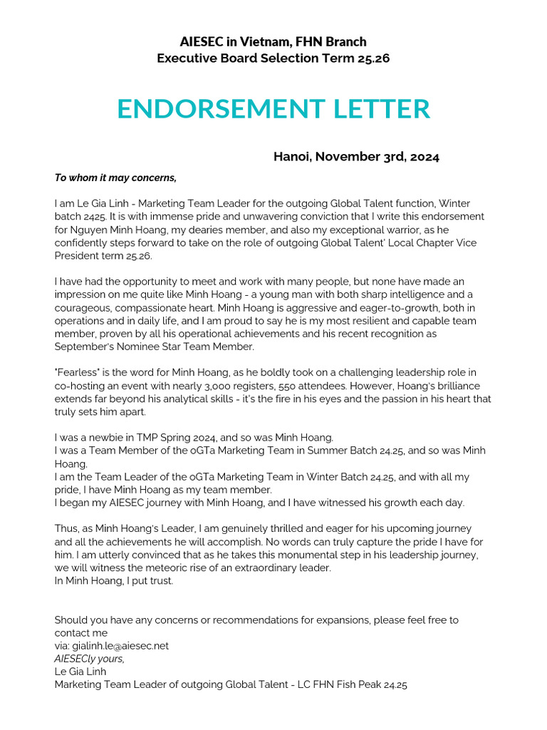 Letter For MH | PDF