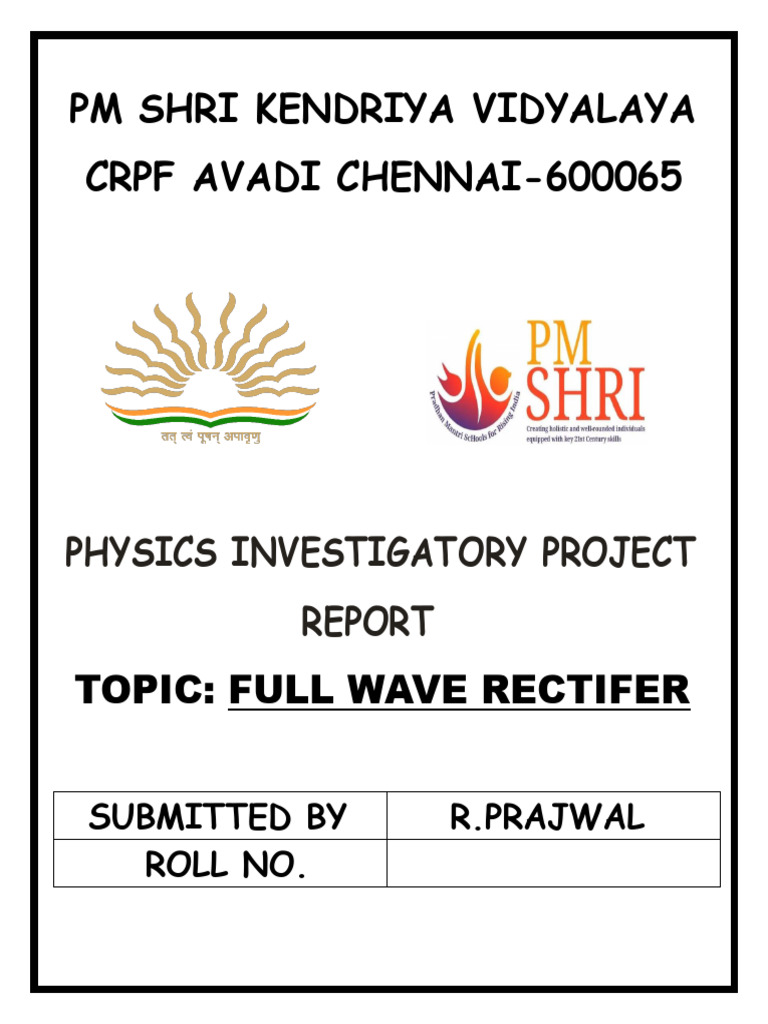 Full Wave Rectifier Project Report | PDF | Rectifier | Diode