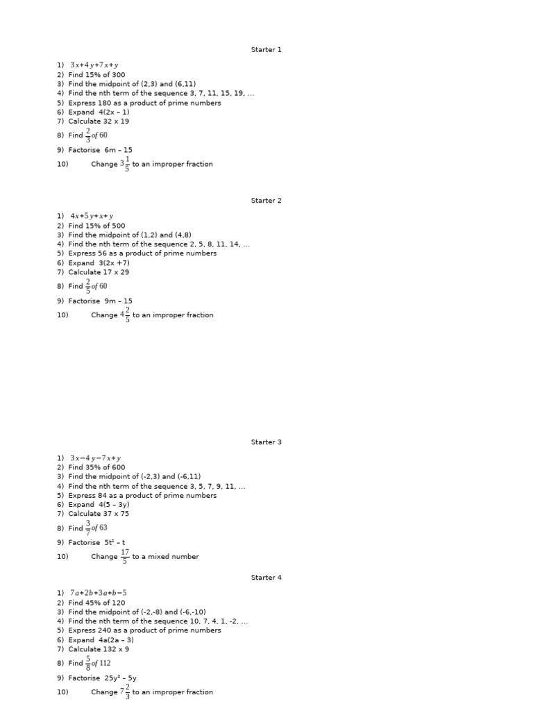Math Practice Problems for Beginners | PDF | Lexicology | Mathematical Concepts