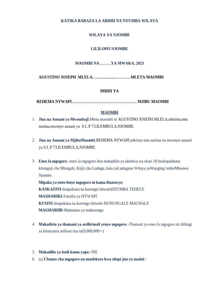 Maombi Baraza La Aridhi | PDF