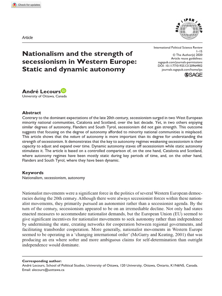 Nationalism and the Strength of Secessionism in Western Europe_ Static ...
