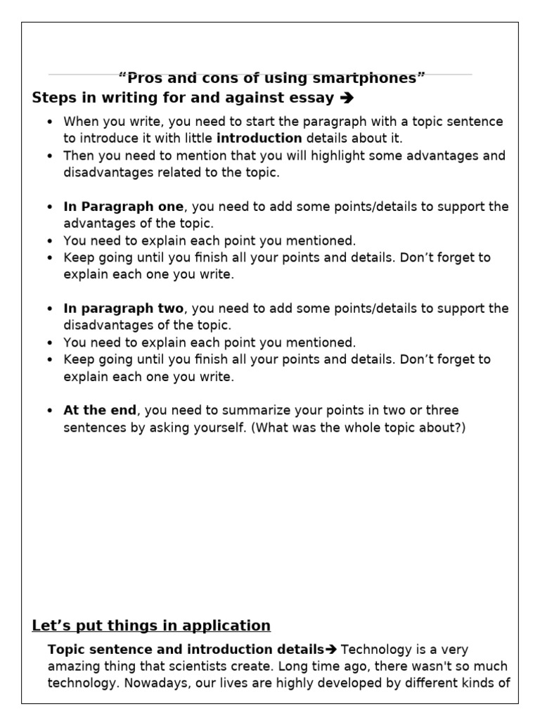 Writing WSH For & Against Tech GR 7 | PDF
