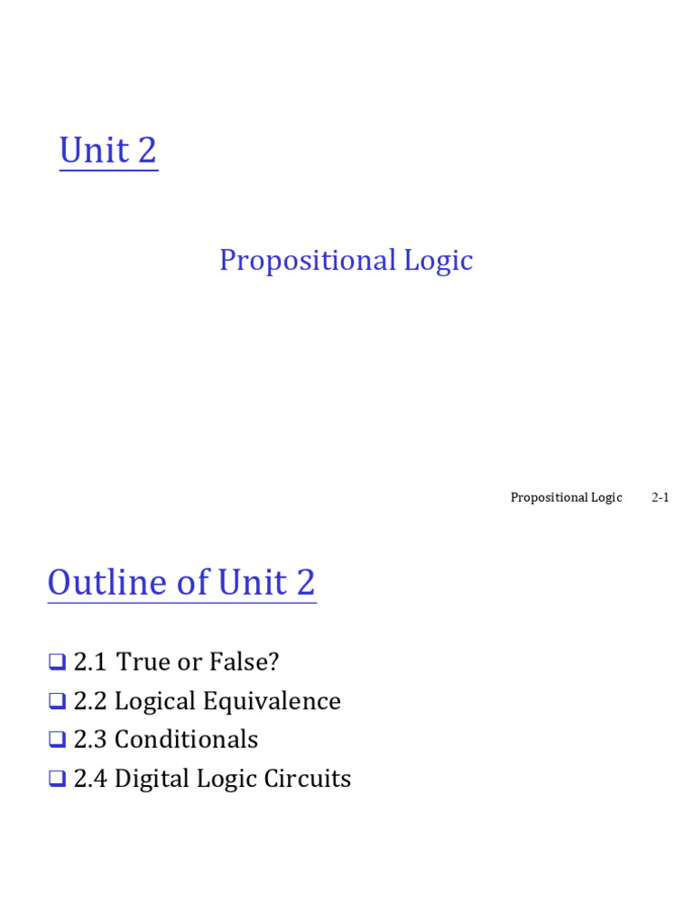 Unit2 Propositional Logic | PDF | Logic Gate | Logic
