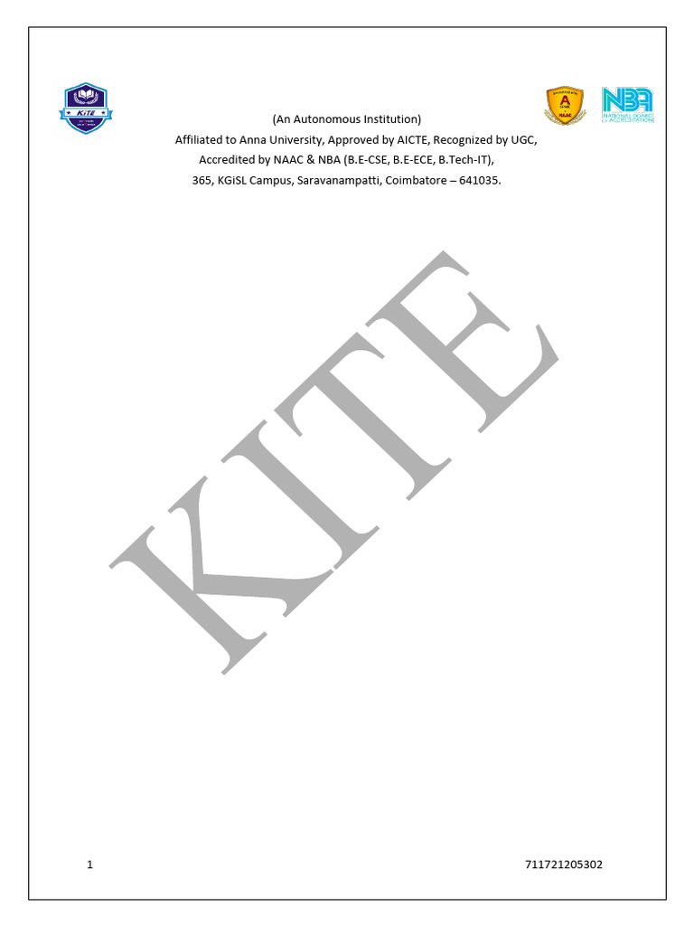 KGiSL Institute of Technolog (Final) | PDF | Python (Programming Language) | Machine Learning