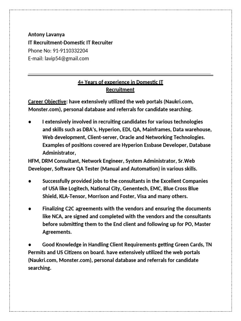 anthony’s resume | PDF | Recruitment | Computing