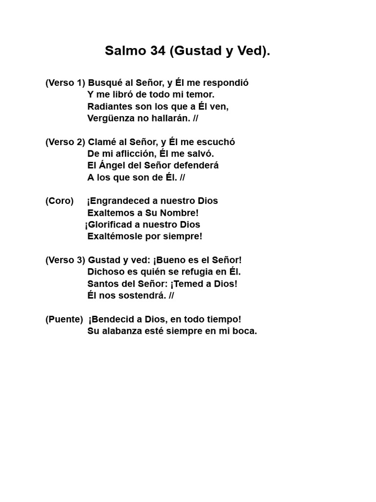 Salmo 34: Gustad y Ved al Señor | PDF