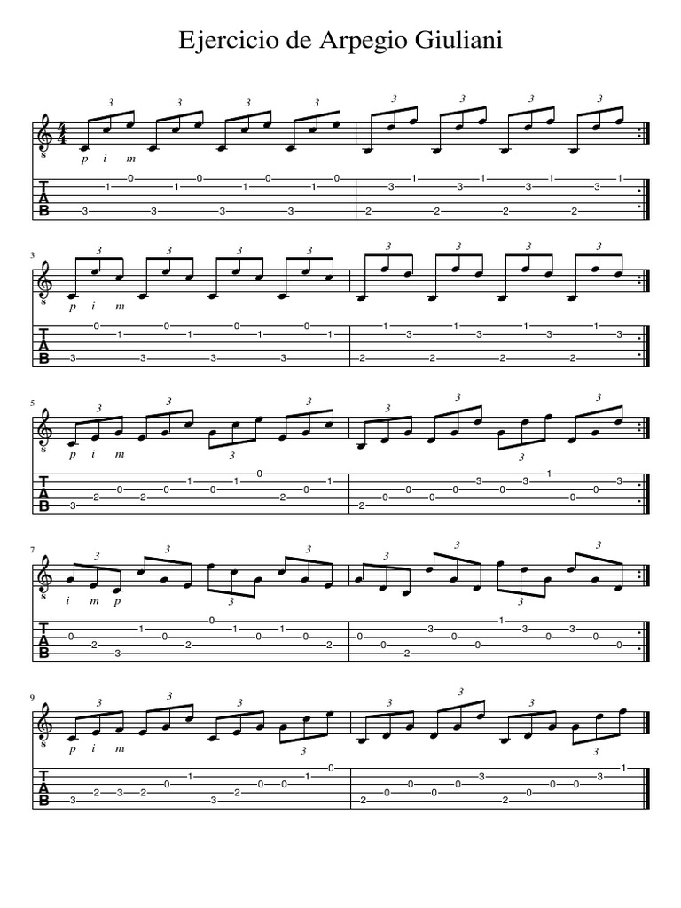 Ejercicio de Arpegio Giuliani | PDF