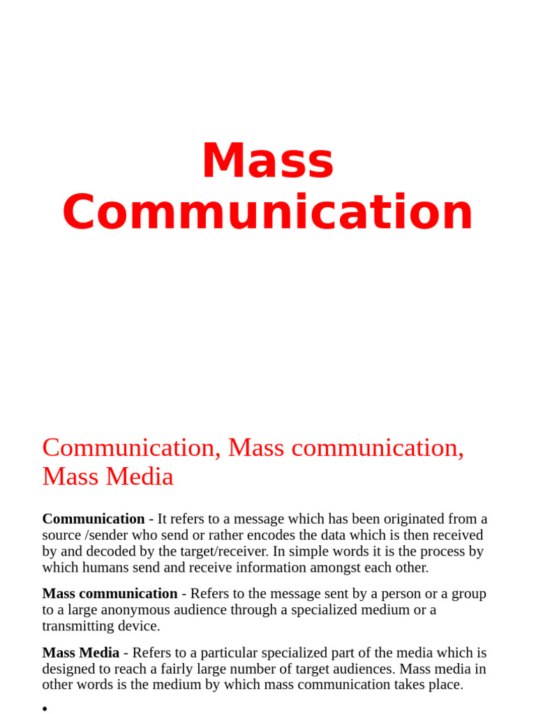 Mass Communication (Industrial Psychology IEM 2-2) | PDF | Communication | Mass Media