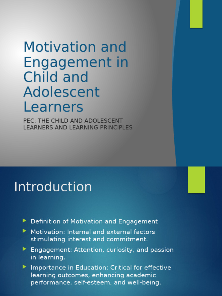 Motivation and Engagement in Child and Adolescent Learners | PDF