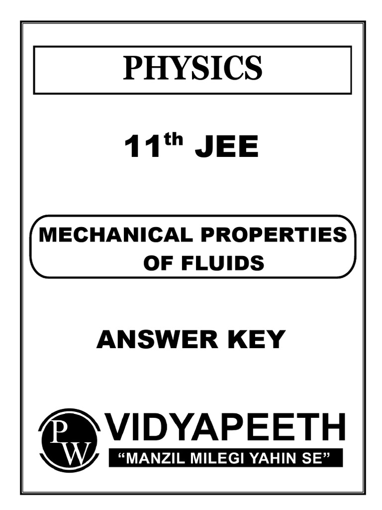 MECHANICAL PROPERTIES OF FLUIDS - Answer Key | PDF