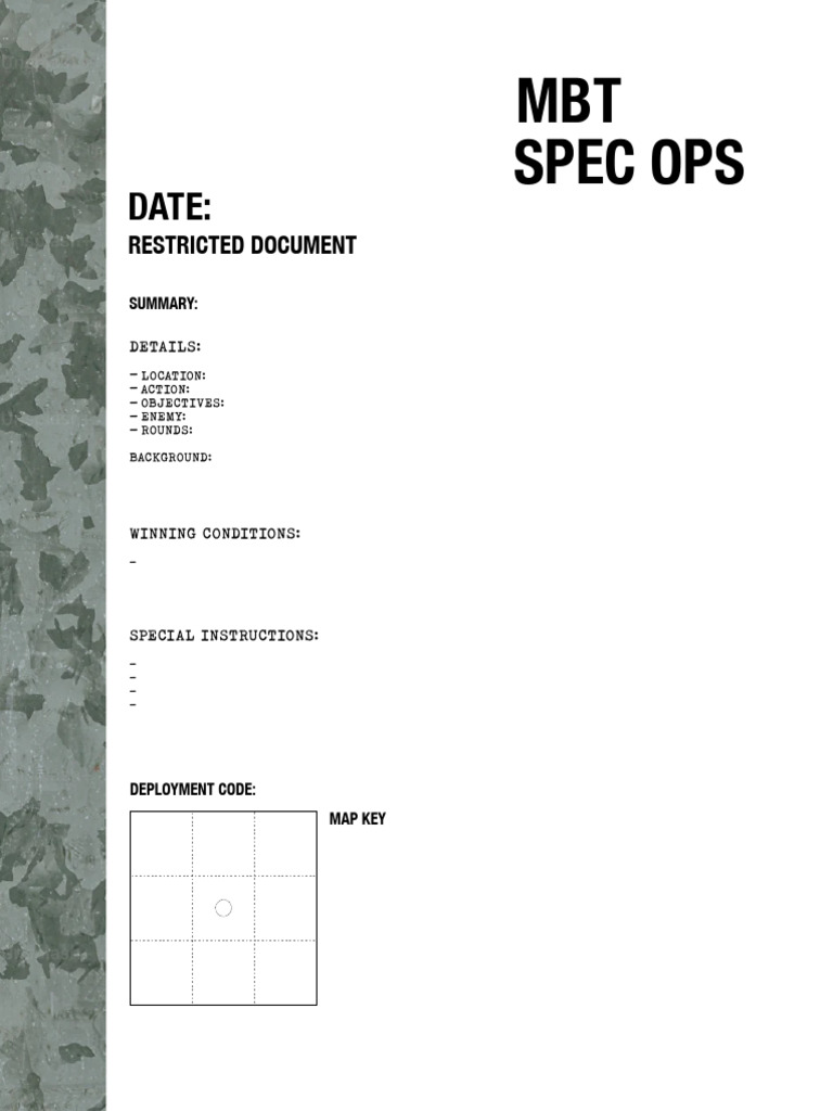 Blank Team Sheets and Mission Sheets PDF Colour | PDF