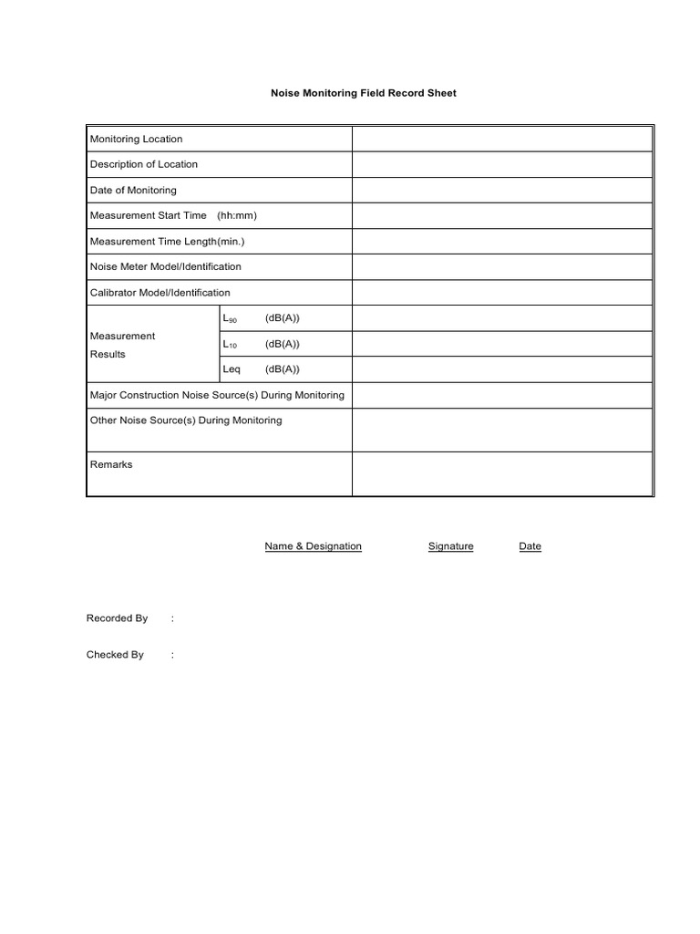 Appendix 5-1 - Sample Data Sheet For Monitoring - PDF - Appendix 5-1 ...