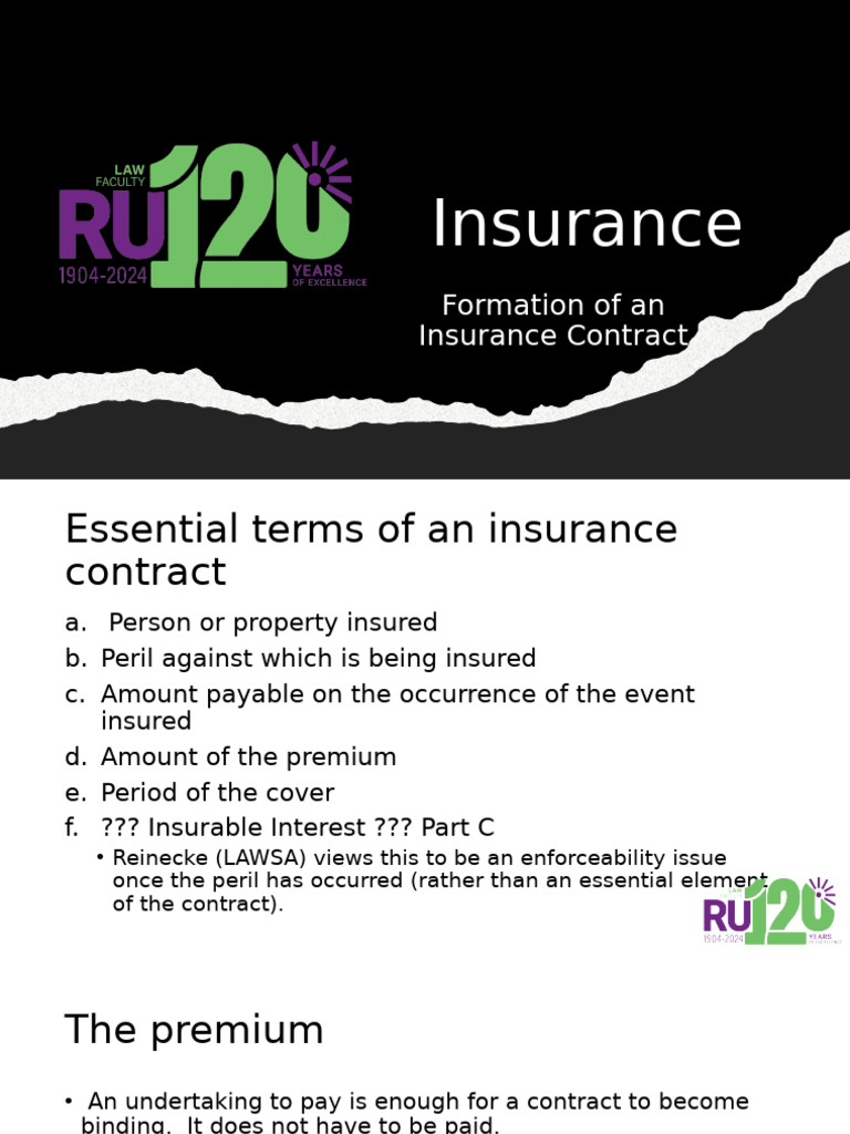 B Formation of the Insurance Contract | PDF | Insurance | Insurance Policy