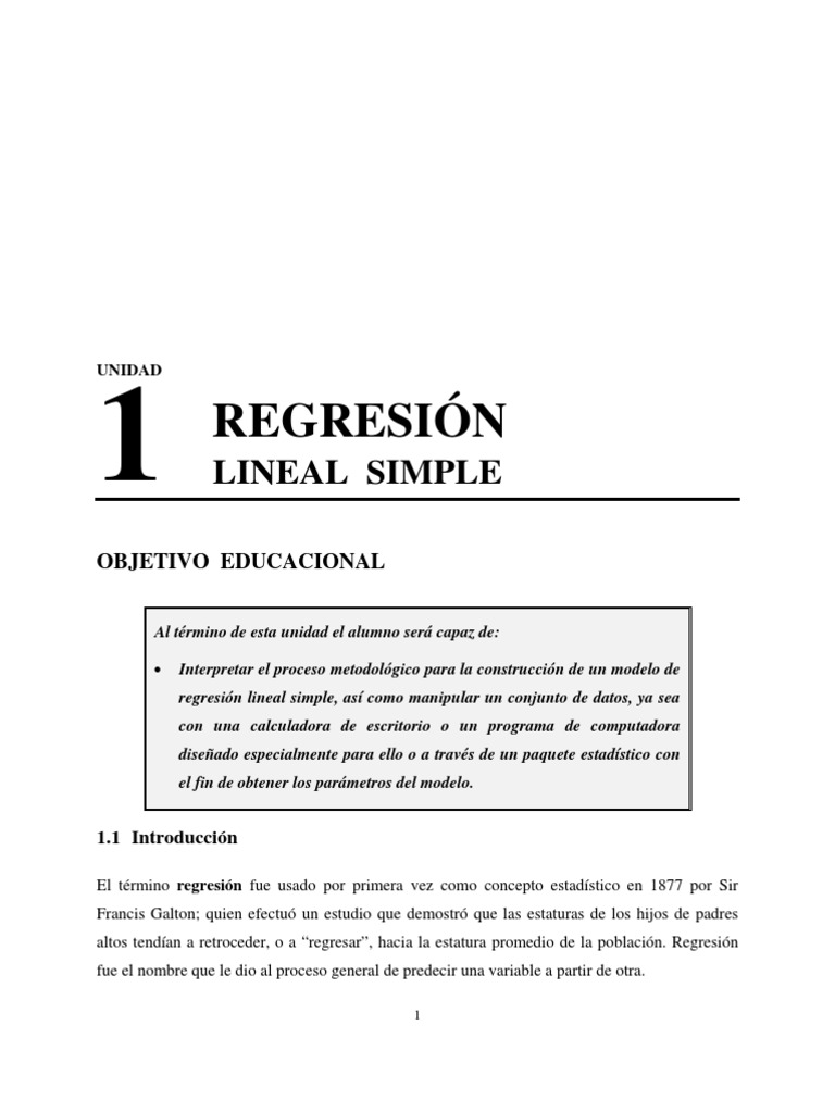 1 - Regresión Lineal Simple | PDF | Regresión lineal | Econometría